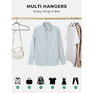 SMARTOR Clothes Hangers 50 Pack, Non-Velvet Plastic Hangers for Clothes | Heavy Duty Coat Hanger | Space Saving Closet Hangers with Chrome Swivel Hook | Non-Flocked Hangers Slim Hangers - Light Grey