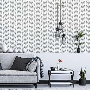 Erfoni Black and White Peel and Stick Wallpaper Modern Herringbone Contact Paper Bathroom 17.7inch x 118.1inch Geometric Removable Wall Paper Peel and Stick Self Adhesive Contact Paper