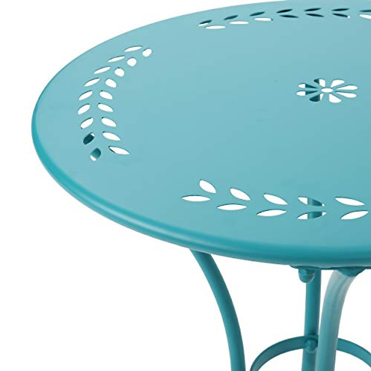 Christopher Knight Home Lourdes Iron Bistro Set, 3-Pcs Set, Matte Teal