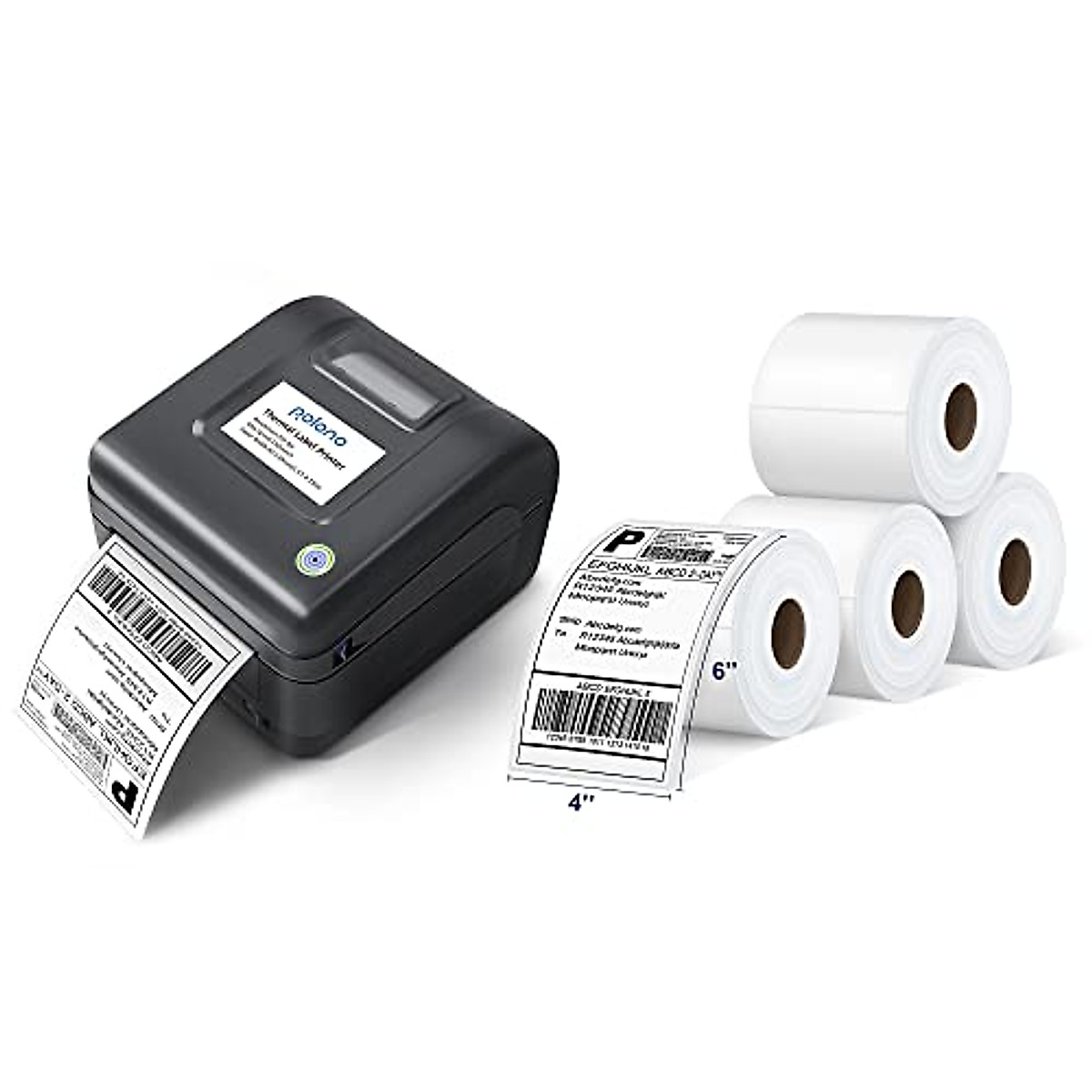 POLONO Label Printer, PL420 4x6 Thermal Printer, High-Speed Shipping Label Printer, Commercial Direct Thermal Printer, Shipping Label, 4 x 6 Direct Thermal Labels, 220 Labels × 4 Rolls