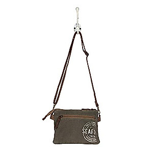 Myra Bag Pomerol 1964 Upcycled Canvas & Leather Small Crossbody Bag S-1241 , Brown , One Size