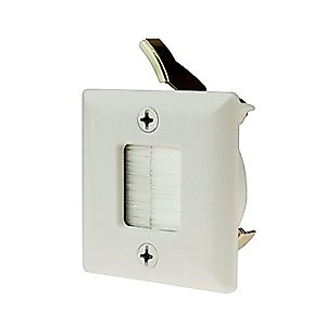 DATA COMM Hole Saw Brush Wall Plate - 2x2 In Wall Cable Management Plate to Hide Low Voltage Cables - Low Profile Recessed Cable Plate for Cable Pass Through – Hide TV Wires Behind the Wall - White