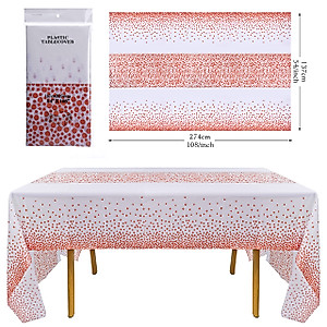 8 Pack Rose Gold Tablecloths Plastic Tablecloths for Rectangle Tables, Disposable Tablecloth Waterproof White Table Cloths 54" x 108" Disposable Table Covers for Party Thanksgiving Christmas