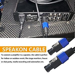 HBU 10 Feet Pack of 2 SpeakOn Cables - 2pcs DJ PA Speak-ON to Speakon Cable - Studio, Stage, Loudspeaker, Cabinet to Amplifier Audio Jack Wiring with Twist Lock