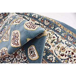 Unique Loom Narenj Collection Classic Traditional Textured Medallion Pattern Design Area Rug, 10' Round, Blue/Burgundy