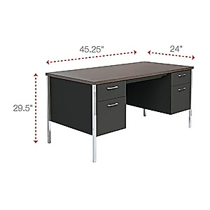 Alera ALESD6030BM 2-Pedestal 60 in. x 30 in. x 29.5 in. Steel Desk - Mocha/Black