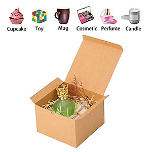 Dekun 5 Pack Premium 6x6x4 Inches Brown Gift Boxes with lid, Easy Assemble Recyclable Bridesmaid Proposal Kraft Boxes Crafting Cupcake Boxes with Lids for Presents/Packaging/Christmas (6x6x4 inches)