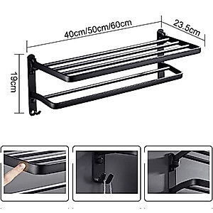 RUTAVM Towel Bar Rack Wall Mounted Bath Towel Rack Towel Bar Shelf Holder Double Dual Towel Rail Kitchen Bathroom Stainless Steel Matte for Bathroom (Size : 40Cm)