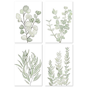 JarThenaAMCS 36 Pack Greenery Greeting Cards Watercolor Green Eucalyptus Leaves Note Cards with Envelopes Stickers Bulk Spring Summer Blank Cards for Birthday Wedding Baby Shower Bridal Shower
