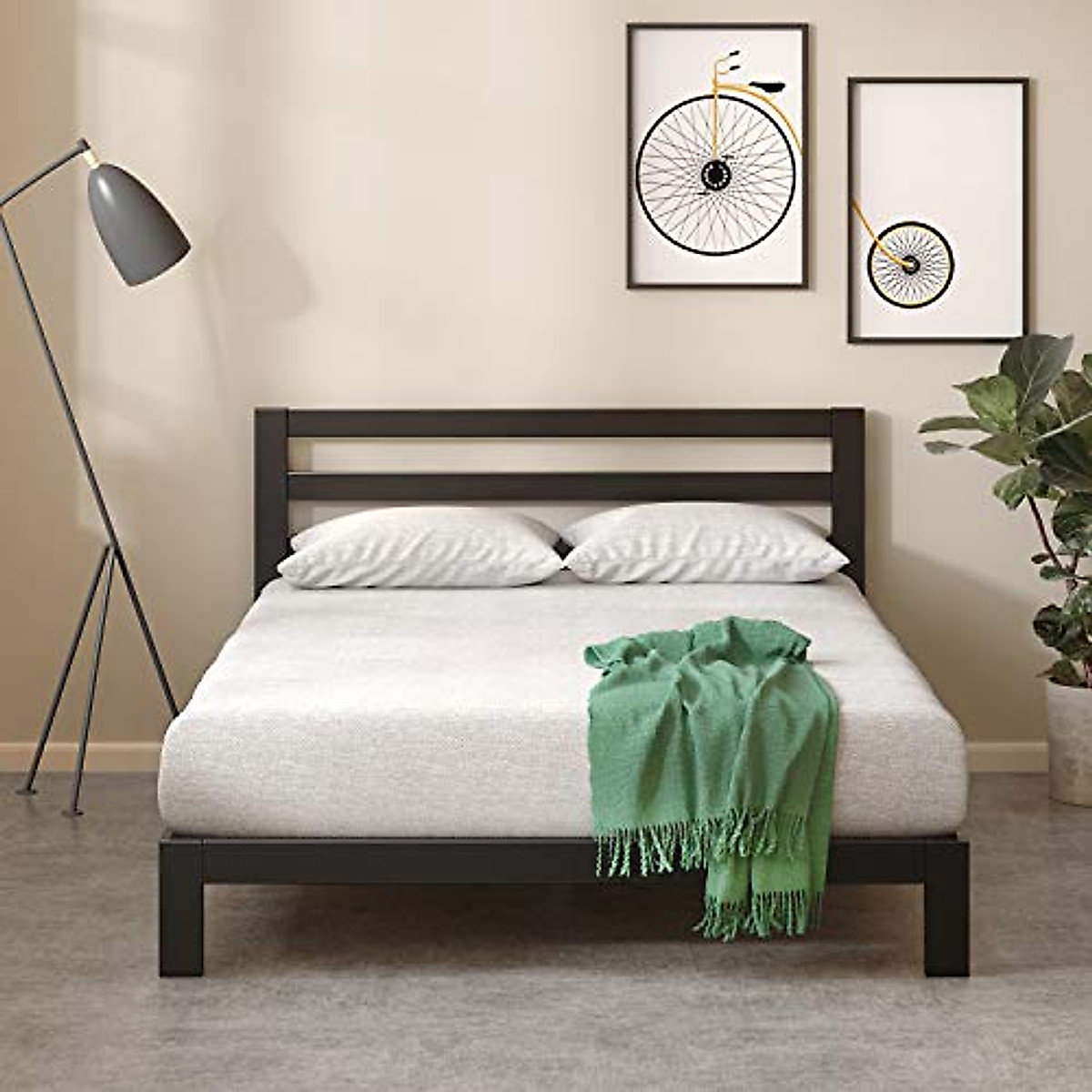 ZINUS Arnav Metal Platform Bed Frame with Headboard / Wood Slat Support / No Box Spring Needed / Easy Assembly, Twin