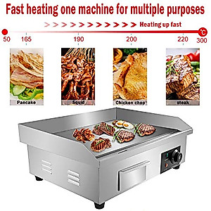 Aliyaduo 110V 3000W 22" Commercial Electric Countertop Griddle Flat Top Grill Hot Plate BBQ,Adjustable Thermostatic Control,Stainless Steel Restaurant Grill for Kitchen