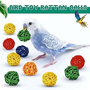 Hiboom 200 Pcs Bird Toys with 100 Finger Traps 60 Rattan Balls Parrot Wicker Balls and 40 Bird Vine Rings, Cockatiel Toys Parakeet Chewing Toys Pet Cage Toys for Budgies, Cockatoos, Parakeets