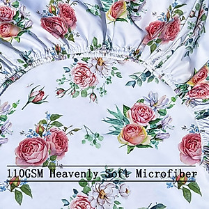 AMROSE 3 Pack Soft Floral Mini Crib Sheets, Microfiber Pack N Play Sheets Set for Baby Girls, Silk Touch Gentle Playard Sheet Portable Crib Sheet, Floral Theme