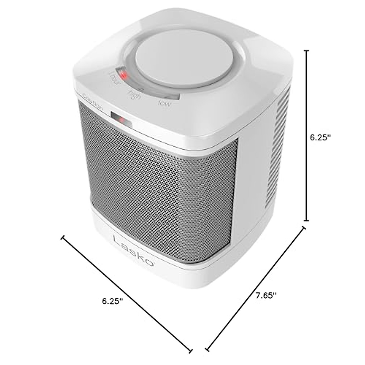 Lasko CD08200 Small Portable Ceramic Space Heater for Bathroom and Indoor Home Use, White, 6.25 x 6.25 x 7.65 inches