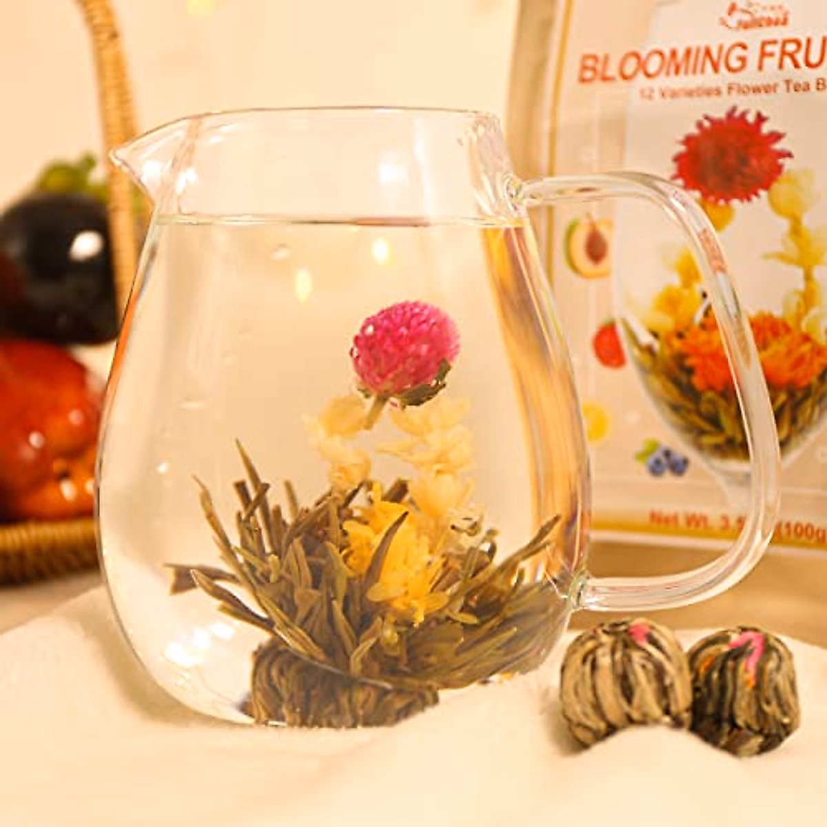 FullChea - Blooming Flowering Tea, 12 Unique Varieties - Flowering Tea in 12 Delicious Fruit Flavors - Gift For Tea Lovers, Anniversary, Valentine, Birthday