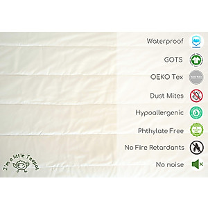 I'm A Little Teapot Organic Cotton Crib Mattress Pad - Standard Size Organic Crib Mattress Protector - Waterproof Baby Crib Mattress Cover - Soft, Durable and Hypoallergenic - Fits 28 x 52 x 9 inches