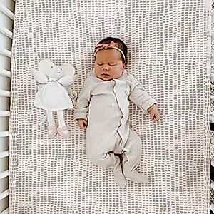 Ely's & Co. Patent Pending Waterproof Crib Sheet | Toddler Sheet no Need for Crib Mattress Pad Cover or Protector I Mauve Pink Splash and Stripes