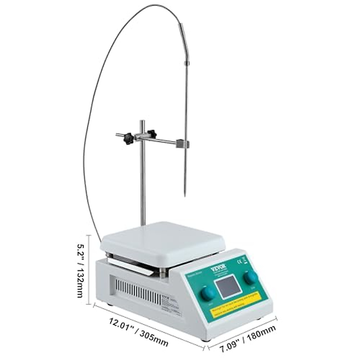 VEVOR Magnetic Stirrer Hot Plate, 500W Heating Power 2000ml Lab Stirrer 572°F/300°C 200-2000 RPM Digital Magnetic Stirrer with 7" Ceramic Coated Heating Plate Magnetic Mixing