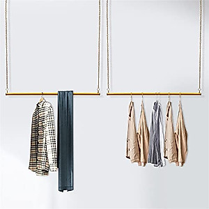 2 PCS Garment Rack with Adjustable Chain 5.9ft Adjustable Sling Clothing Wedding Dress Storage Hanging Rack for Home Boutique Store Display, 120CM/ 3.9ft Metal Pole, Gold