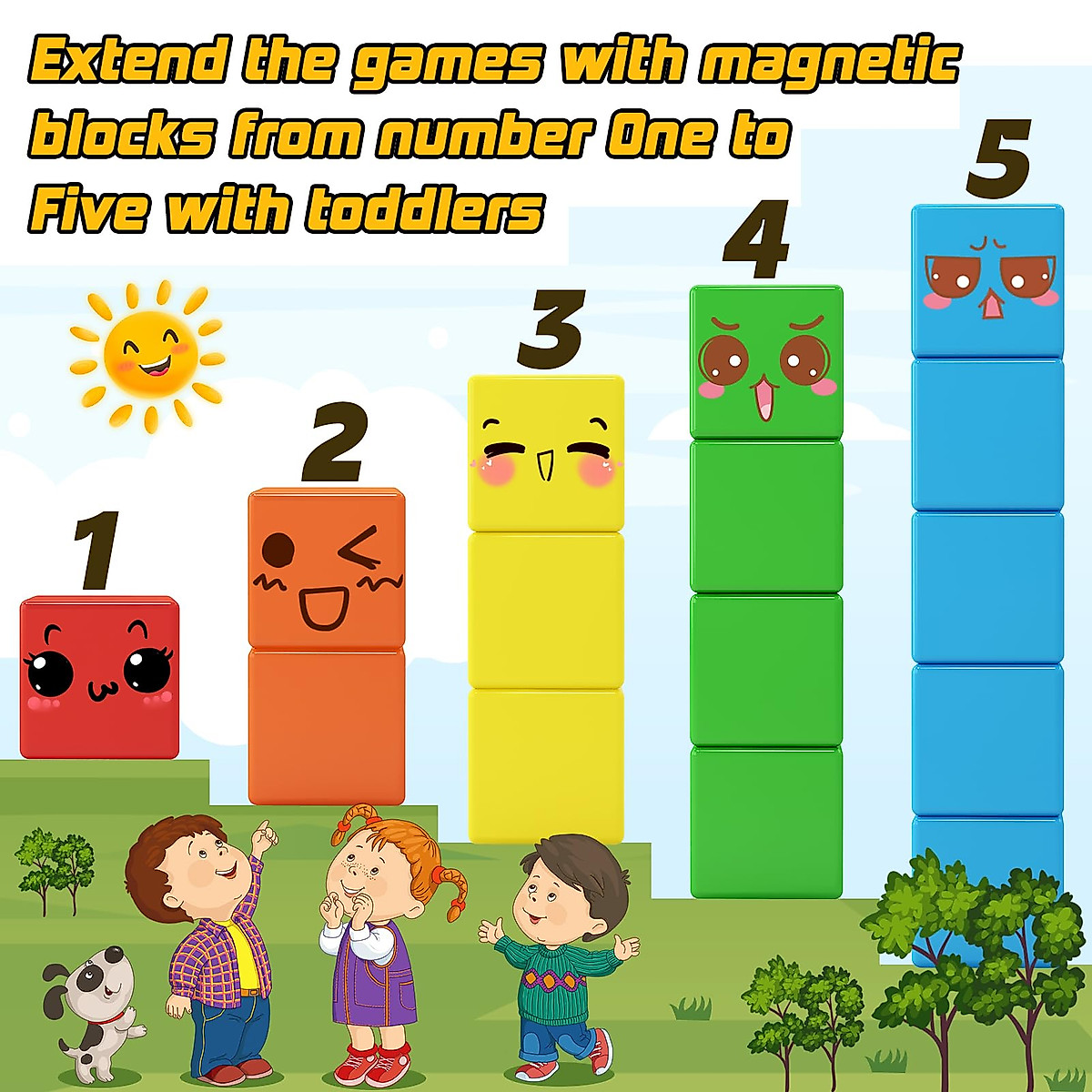 48PCS Magnetic Blocks for Toddlers Toys, Large Magnetic Cube Toys for Sensory STEM Education Preschool Magnet Toys for 3 4 5 6 Year Old Boys and Girls, Compatile with Mine Magnet World