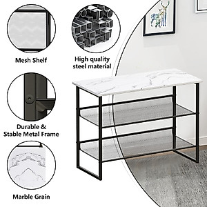 Garden 4 you 3 Tiers White Marble Shoe Rack,Freestanding Organizer Multi-Purpose Adjustable Flat and Slant Storage Rack Shoe Shelf, High Heels Potted Plant for Entryway Hallway Living Room Closet