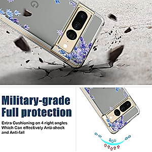 Cute Purple Flower Phone Case for Google Pixel 7 Pro Clear with Lavender Flora Design for Girls Woman, Soft TPU Protective Silicone Slim Case Cover for Google Pixel 7 Pro Lilac
