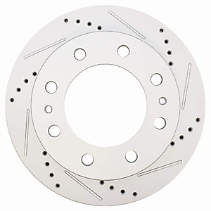 TRQ Front Performance Brake Rotor Drilled Slotted Pair Set for Chevy GMC Truck