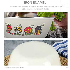 UPKOCH 2pcs Enamelware Serving Bowl Mushroom Retro Enamel Basin Soup Bowl Dessert Ice Cream Bowls Food Containers for Side Dish Snack Beige 16cm 18cm