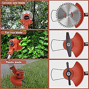 NEWSTYP Multi-Functional Powerful Electric Mower Lithium-Electric Adjustable Lawn Weed Mower Pruning Cutter Garden Yard Tool with 2Pcs Batteries (Standard)