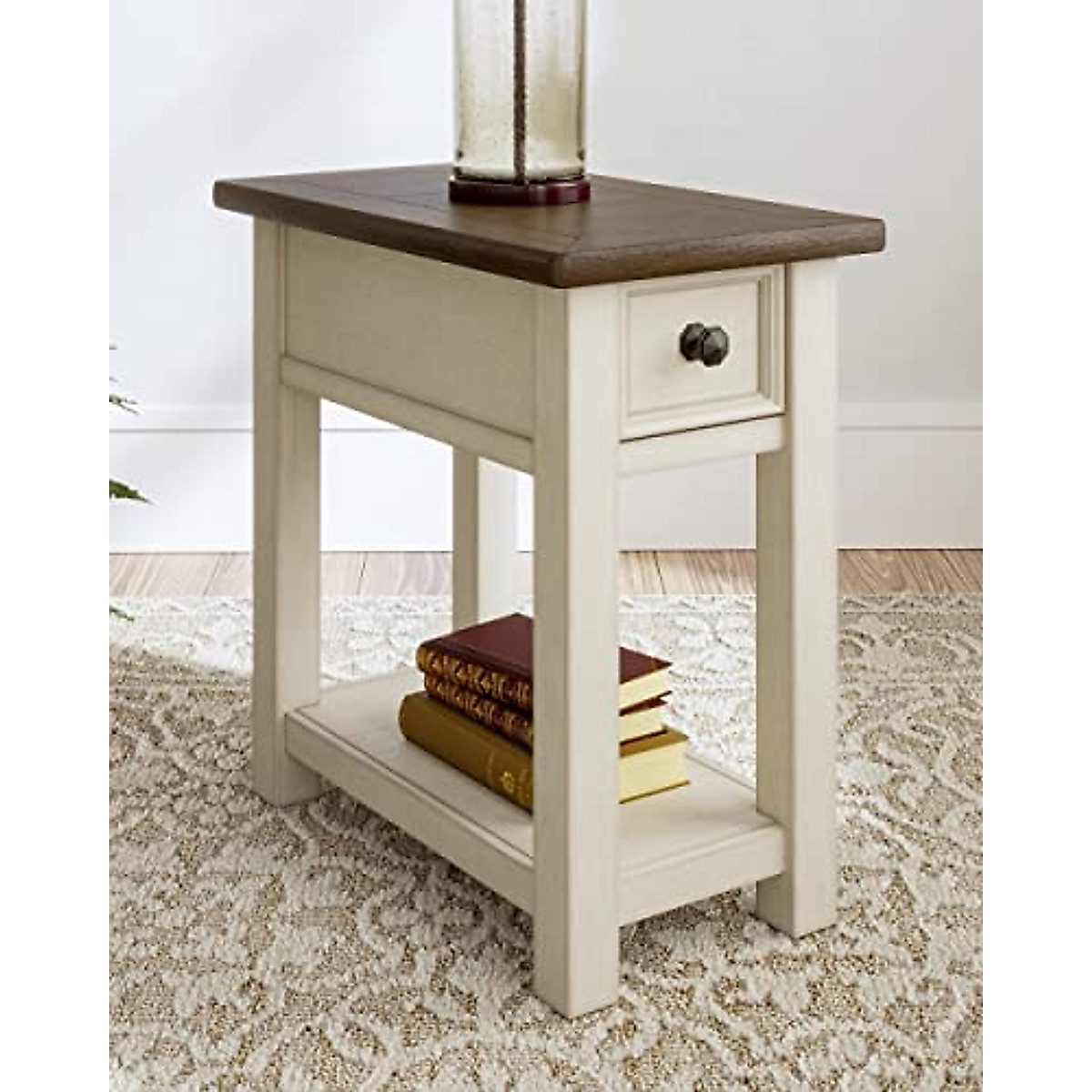 Signature Design by Ashley Bolanburg Chair Side End Table, 14"W x 24"D x 24"H, Whitewash