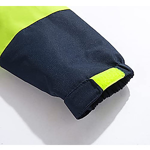 LOKTARC Big Boys Girls Rain Jackets Stripe Color Block Kids Lightweight Waterproof Hooded Raincoats Fluorescent Green 7-8 Years/Size L