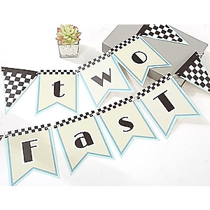 Two Fast Birthday Decorations - Two Fast Banner Racing Car Birthday Party Supplies 2nd Birthday Banner