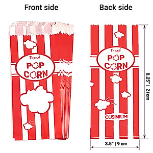 CUSINIUM Christmas Red Popcorn Bags for Party (75-Pack, 1oz) - Carnival Theme - Customizable