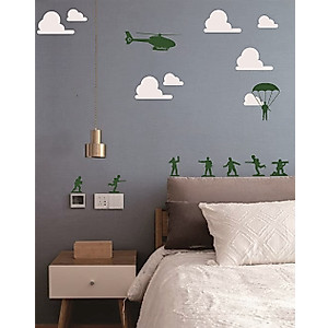 Army Men Wall Stickers Soldier Helicopter for Boy Kids Bedroom Decal Home Decor