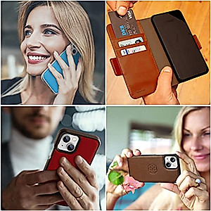 Dreem Fibonacci 2-in-1 Wallet Case for Apple iPhone 13 Mini - Luxury Vegan Leather, Magnetic Detachable Shockproof Phone Case, RFID Card Protection, Magsafe Compatible - Royal