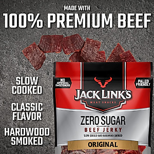 Jack Link's Beef Jerky, Zero Sugar, Paleo Friendly Snack with No Artificial Sweeteners, 13g of Protein and 70 Calories Per Serving, No Sugar Everyday Snack, 7.3 oz (Pack of 2)