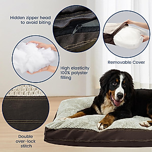 Miguel Canvas Dog Bed with Silky Sherpa Top,12 Ounce 100% Cotton Dog Pillow with Removable Cover, Outdoor Pet Mat Reversible Cool & Warm for All Season Indoor Outdoor 35 in Brown