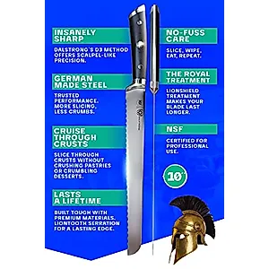 Dalstrong Serrated Bread Knife - 10 inch - Gladiator Series Elite - Forged High-Carbon German Steel - G10 Handle Kitchen Knife - Sheath Included - Razor Sharp Slicer - Slicing Knife - NSF Certified