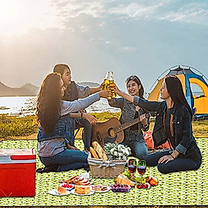 defutay Picnic Blanket,Large Beach Mat,Modern Picnic Blankets,Sandproof Waterproof Outdoor Mat for Travel, Hiking,Camping,Music Festival, Lawn(57”X79”,Green Leaves)