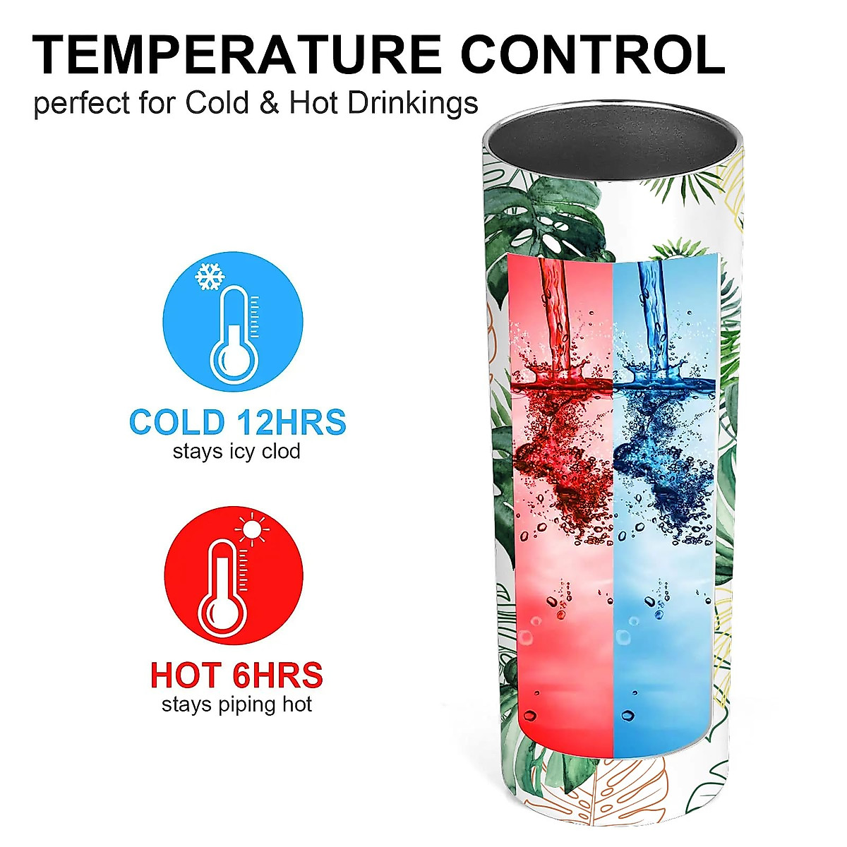 TUMBTU Monstera Leaf Tropical Leaves Birthday Tumbler Gifts 20oz Tumbler With Lid Vacuum Stainless Steel Coffee Mug Stemless for Home Office (Pack of 1)