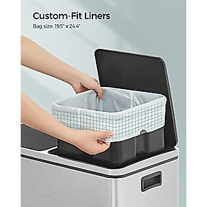 SONGMICS Small Trash Bags for 6.6 Gallon Trash Cans, Drawstring Garbage Bags, Liner Code 025A, 3 Rolls, 120 Count, White UKRB025A03