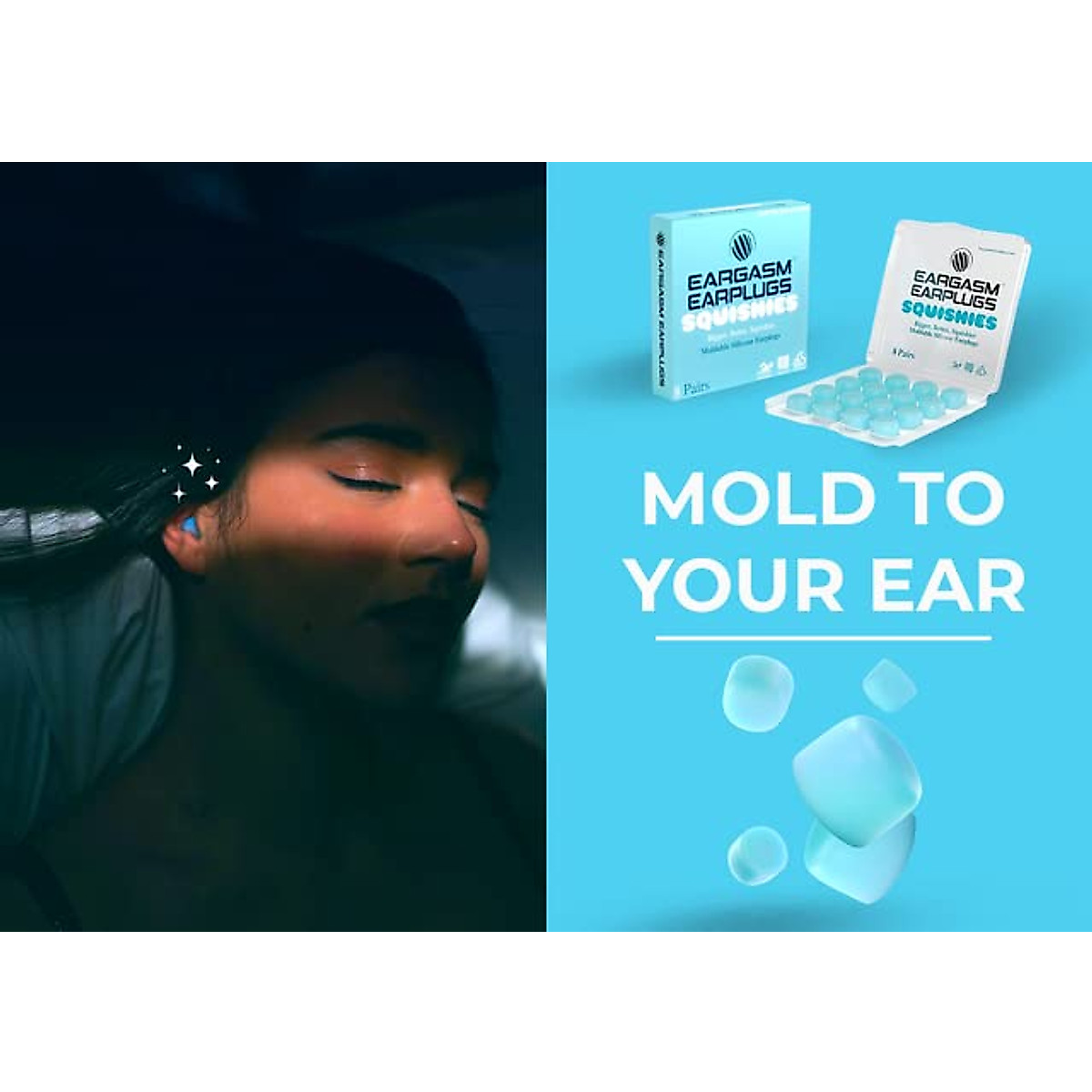 Eargasm Squishies - Moldable Silicone Earplugs for Sleep - Noise Reduction - Noise Cancelling