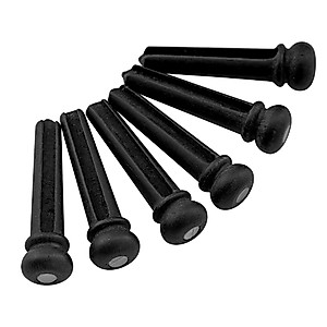 Musiclily SlottedGuitar Ebony Bridge Pins Endpins for Taylor Martin Acoustic Guitar Replacement, Black with White Pearl Shell Dot (Pack of 6)