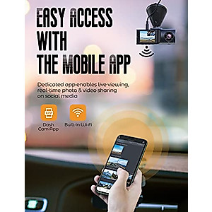 Dual Dash Cam, Dash Cam 2K Front and 1080P Cabin Dash Camera, 2.5K 2560x1440P@60fps Single Front, Dual Sensor, Infrared Night Vision, App Control, 24hr Parking Mode, Built-in GPS, VD009