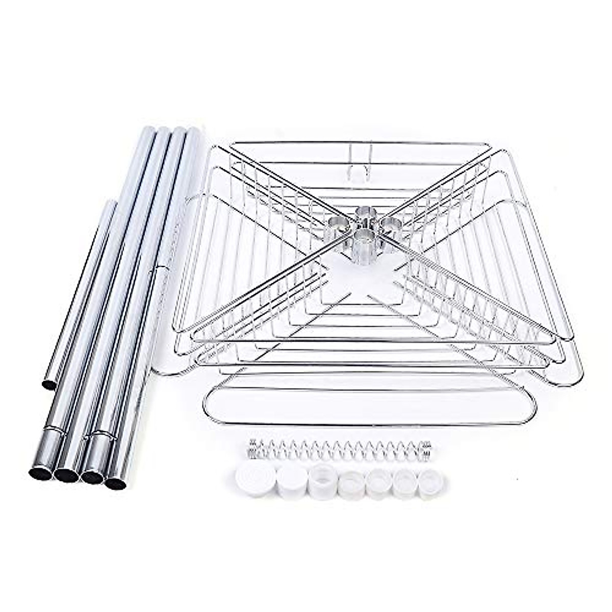 Gdrasuya10 4-Tier Bathroom Shower Shelf Rack storage basket with hook Constant Tension Corner Shower Caddy Shower Tension Pole Caddy 4-Shelf Rustproof Shower Tension Pole Caddy