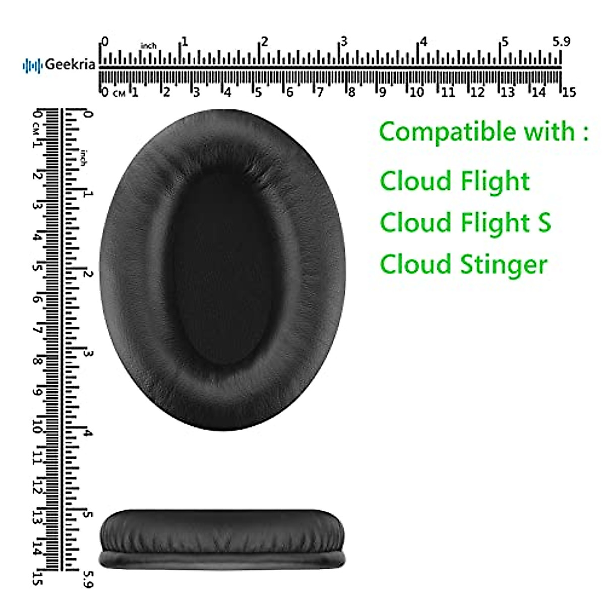 Geekria QuickFit Replacement Ear Pads for HyperX Cloud Flight, Cloud Flight S, Cloud Stinger Gaming Headphones Ear Cushions, Headset Earpads, Ear Cups Repair Parts (Black)