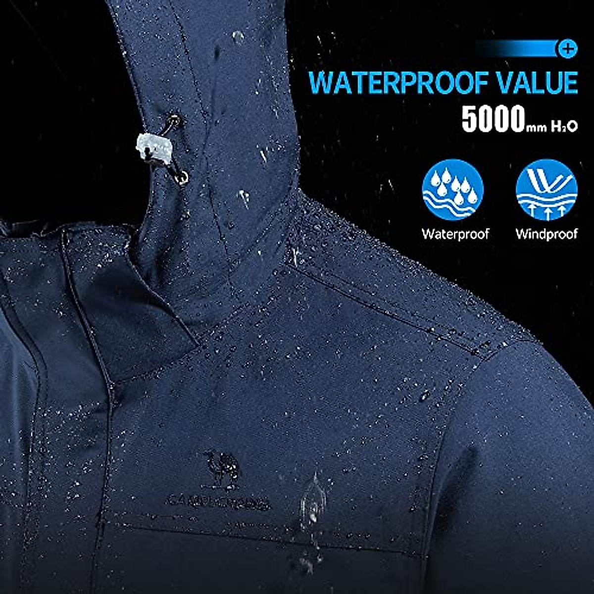 CAMEL CROWN Mens 3-in-1 Ski Jacket Waterproof Winter Coat Warm Mountain Snow Jacket for Rain Outdoor Hiking