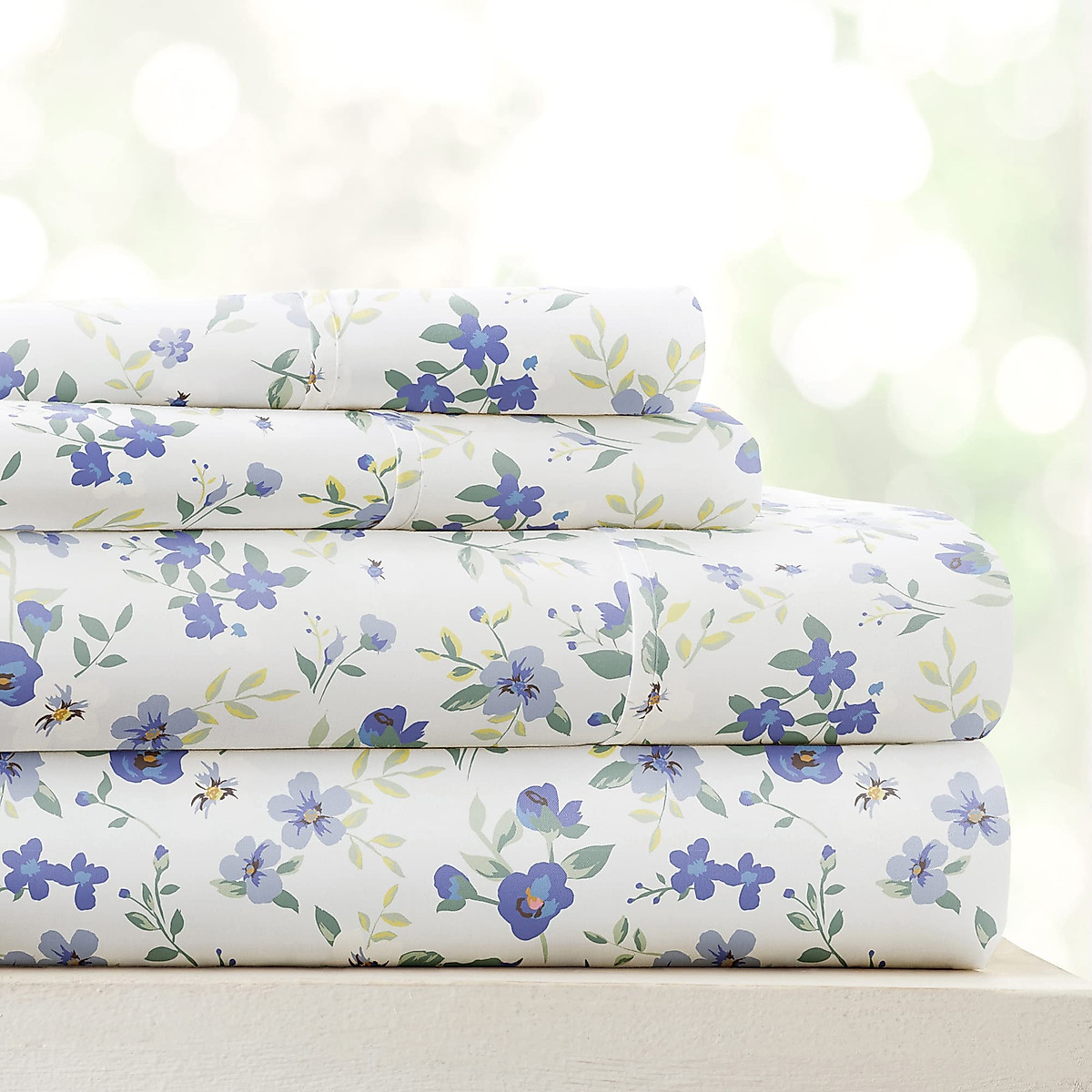 Linen Market 4 Piece Full Size Sheet Sets (Light Blue Floral) - Sleep Better Than Ever with These Ultra-Soft & Cooling Bed Sheets for Your Full Size Bed - Deep Pocket Fits 16" Mattress