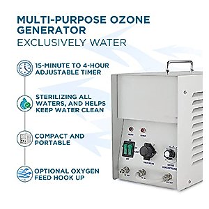 MP-3000 Ozone Generator, Light-Duty Ozonator, for Water-use with optional oxygen Hookup, up to 3000 mg/hr, with Timer Function
