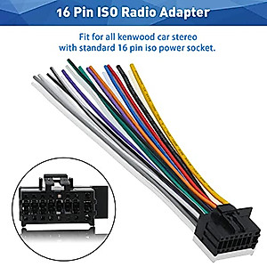 Aftermarket Radio Wiring Harness Replacement for Kenwood Radio 16 Pin Stereo Harness Adapter Connector